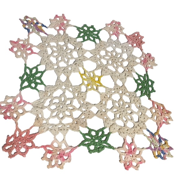 Accents | Vintage Antique Handmade Doily Scarf Multicolor Pink Yellow ...
